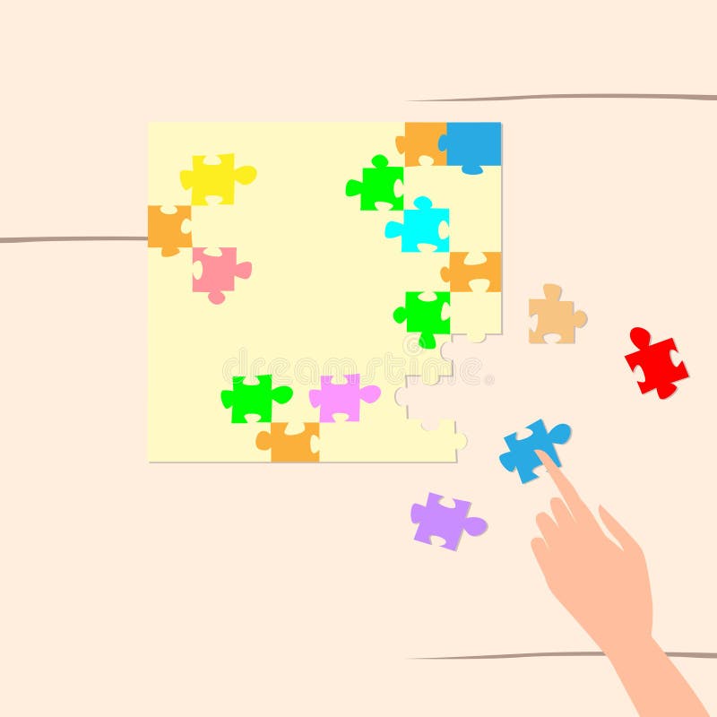 Man Solving Puzzle Task Flat Vector Stock Vector - Illustration of ...