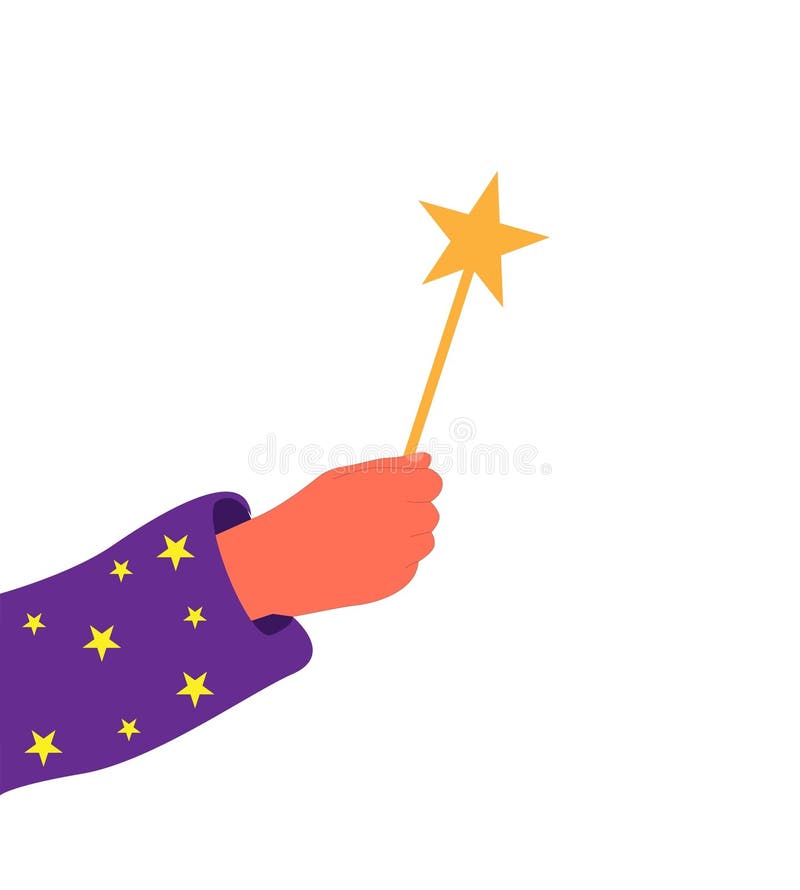 Hand of a Sorcerer with a Magic Wand Stock Vector - Illustration of ...