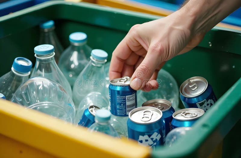 Sorting Cans and Bottles for Recycling Stock Illustration ...
