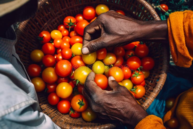 Hand Sorting Red Tomatoes Generative Ai Stock Illustration ...