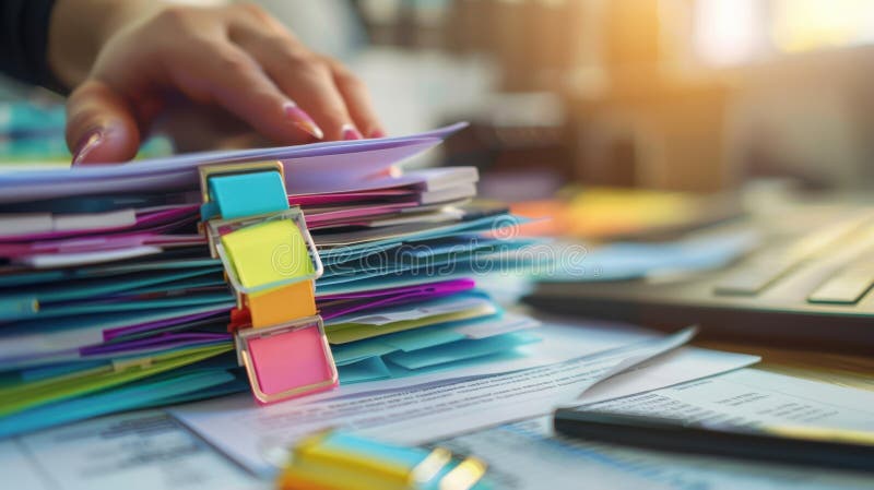 The Organized Stack of Documents. AI Generated Stock Illustration ...