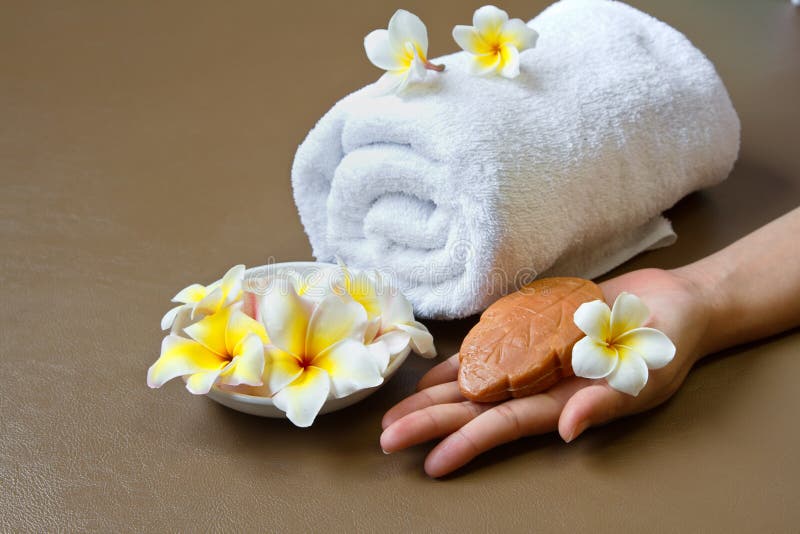 Hand with spa setting stock photo. Image of beauty, leaf - 24514546