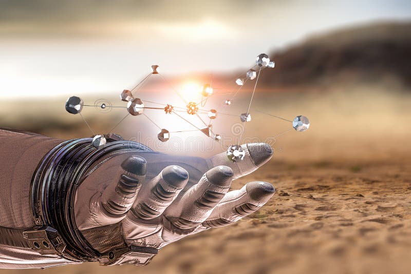 Hand of Spaceman. Mixed Media Stock Photo - Image of exploration ...
