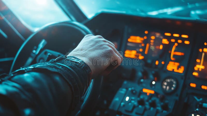 Spaceship Pilot Gripping Control Wheel, Navigating Treacherous Asteroid ...