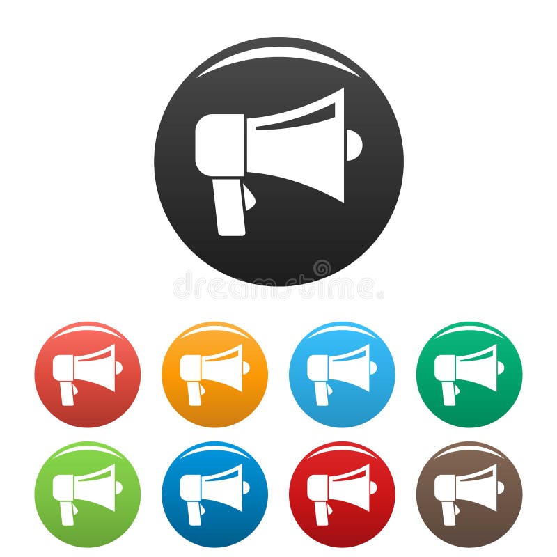 Hand Speaker Icons Set Color Stock Vector - Illustration of announce ...