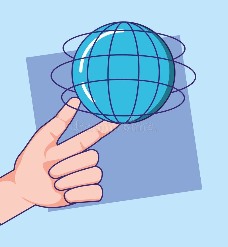 Hand with sphere planet stock vector. Illustration of flat - 125876721