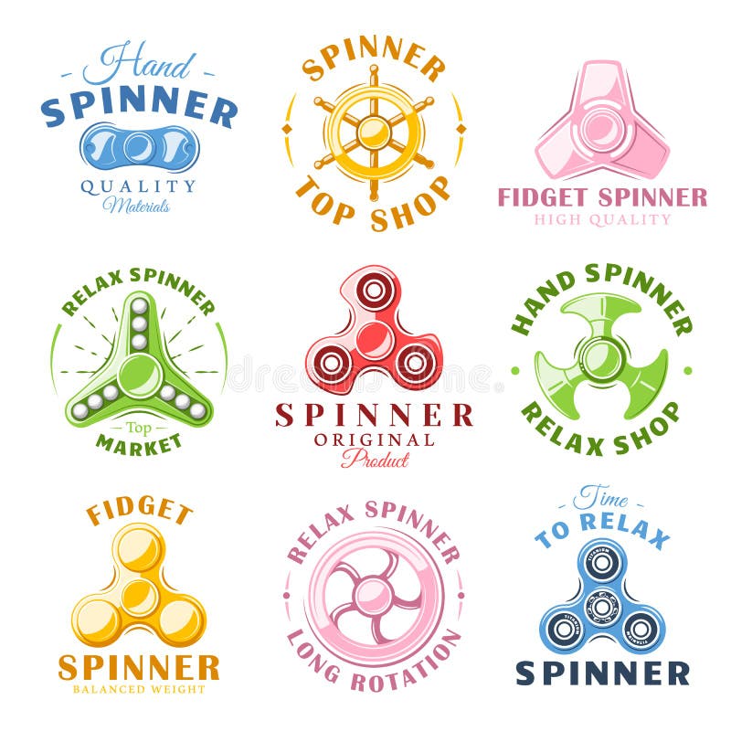 Hand Spinner Labels and Logos Stock Vector - Illustration of circle ...