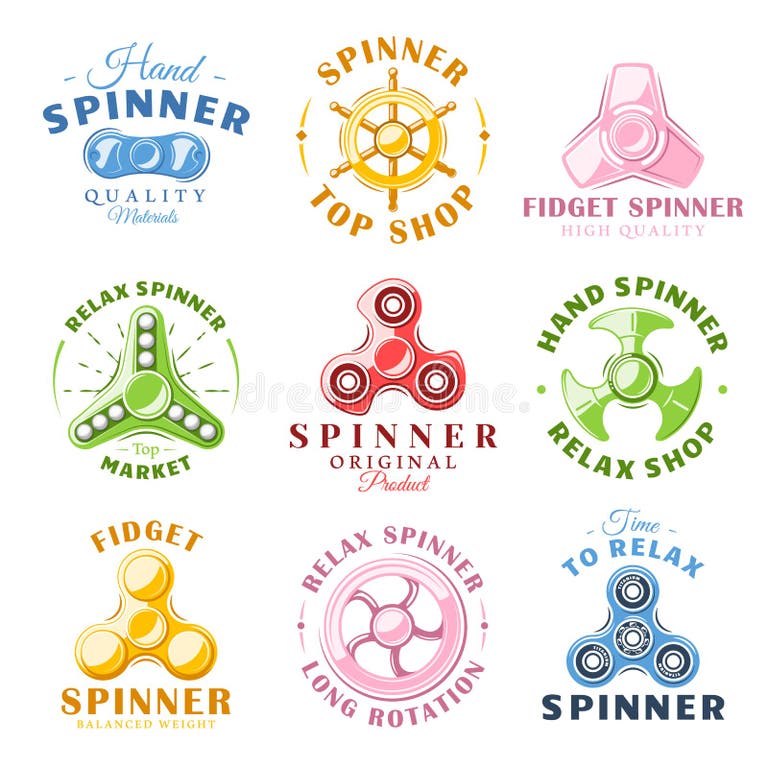 Hand Spinner Labels and Logos Stock Vector - Illustration of circle ...