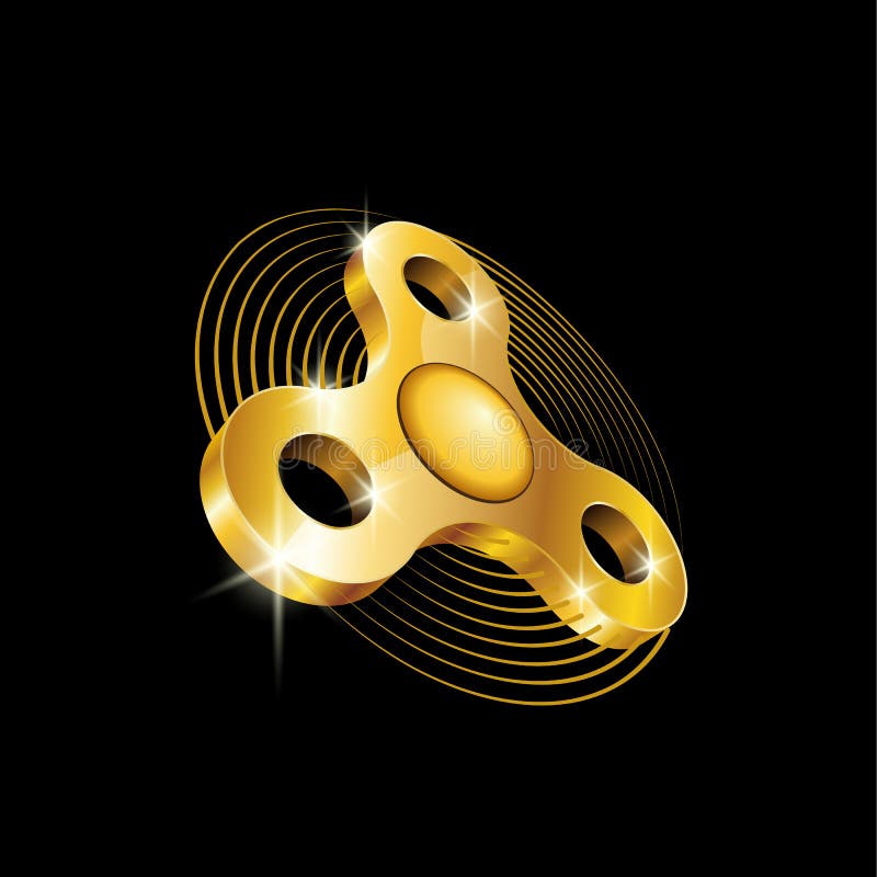 Hand Spinner Toy. Golden Fidget Spinner Illustration. Stock Vector ...
