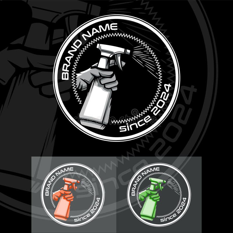 Hand with a Spray of Cleaning Liquid in Hand Logo, on a Black ...