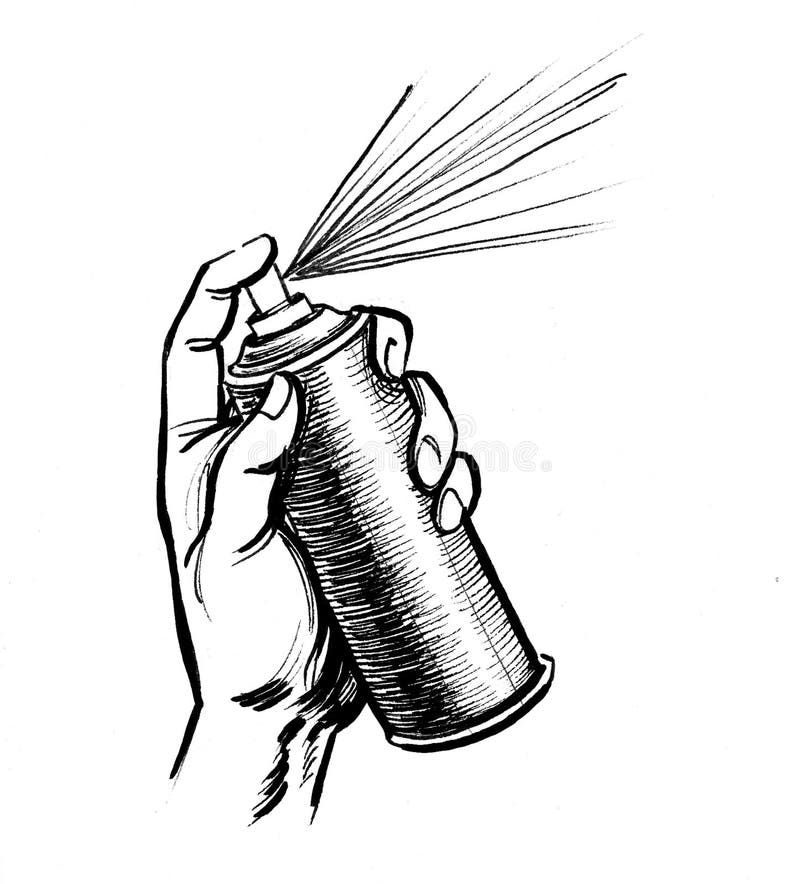 Hand With Spray Vector Line Icon, Sign, Illustration On Background ... Hand With Spray Vector Line Icon, Sign, Illustration On Background ...