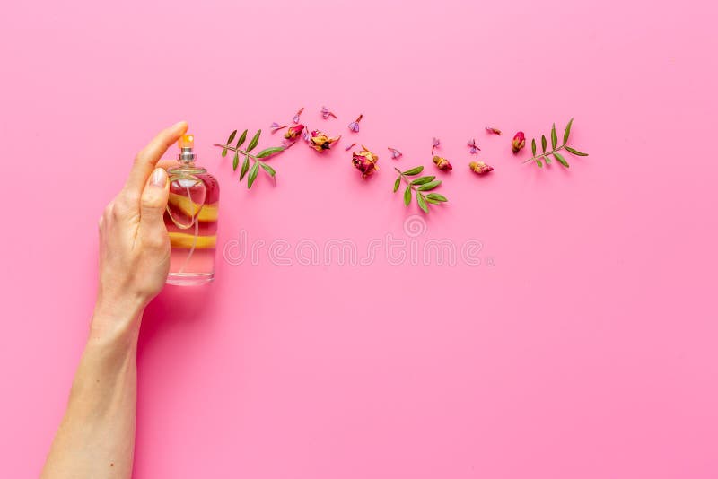 Hand Spray Perfume Bottle with Flow of Flowers Stock Image - Image of ...