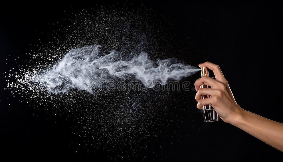 Hand Spraying Perfume Mist, Creating an Elegant, Dynamic Cloud on a ...