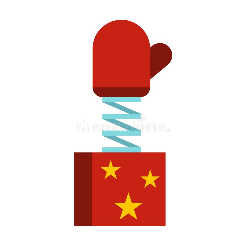 Hand on Spring in Box Icon, Flat Style Stock Vector - Illustration of ...