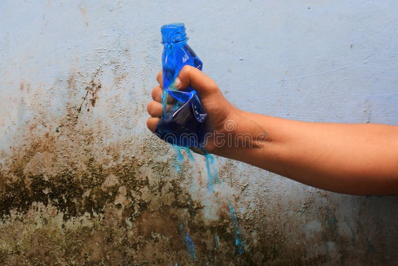 Hand Squeeze the Bottle Filled with Liquid until it Spurts Stock Image ...