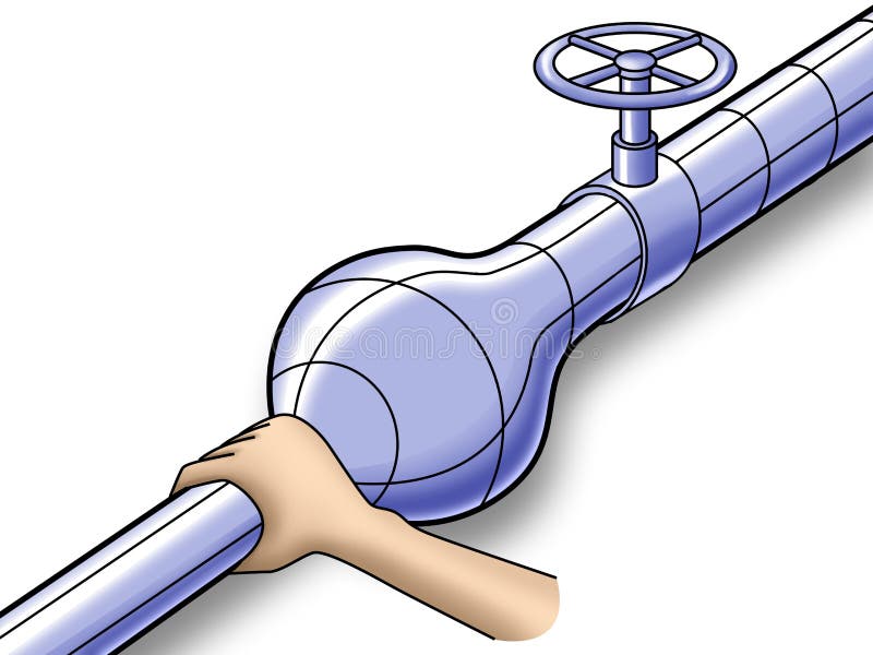 Hand squeezes a gas pipe stock illustration. Illustration of transit ...