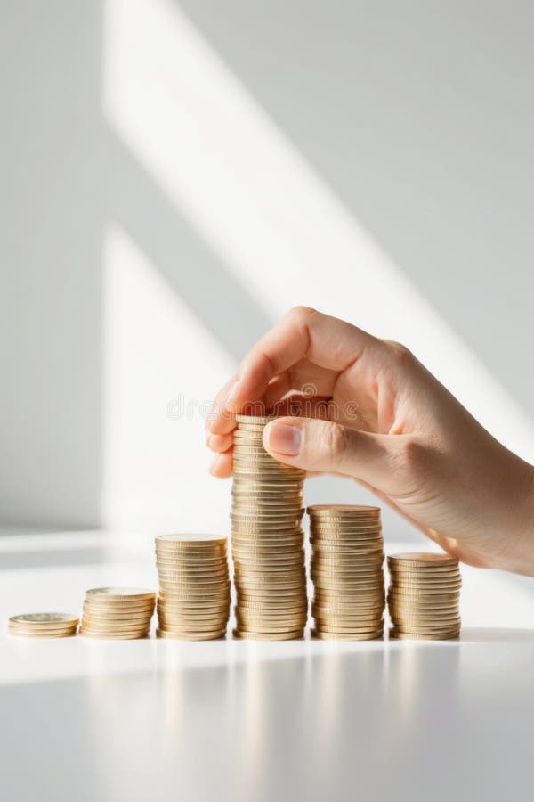 Hand Stacking Coins for Financial Growth Concept. Stock Image - Image ...