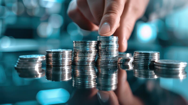 The Hand Stacking Coins.AI Generated Image Stock Photo - Image of ...