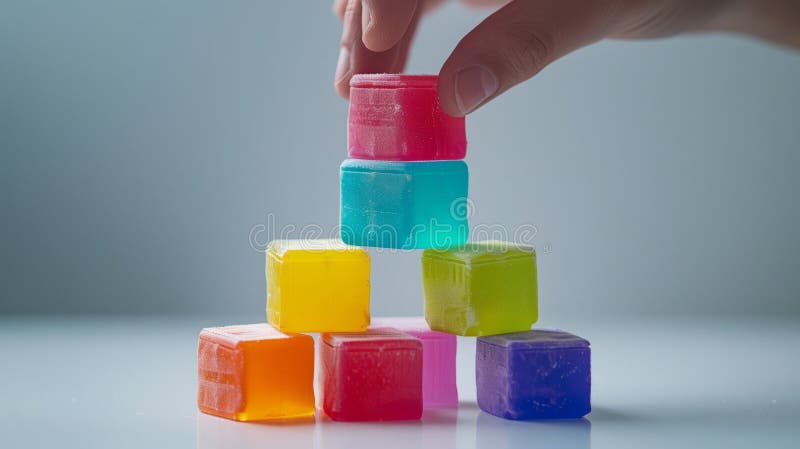 Hand Stacking Colorful Cubes Pyramid Shape Stock Photos - Free ...