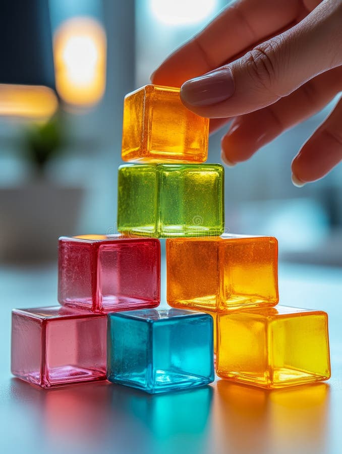 Hand Stacking Colorful Toy Blocks Table Stock Photos - Free & Royalty ...