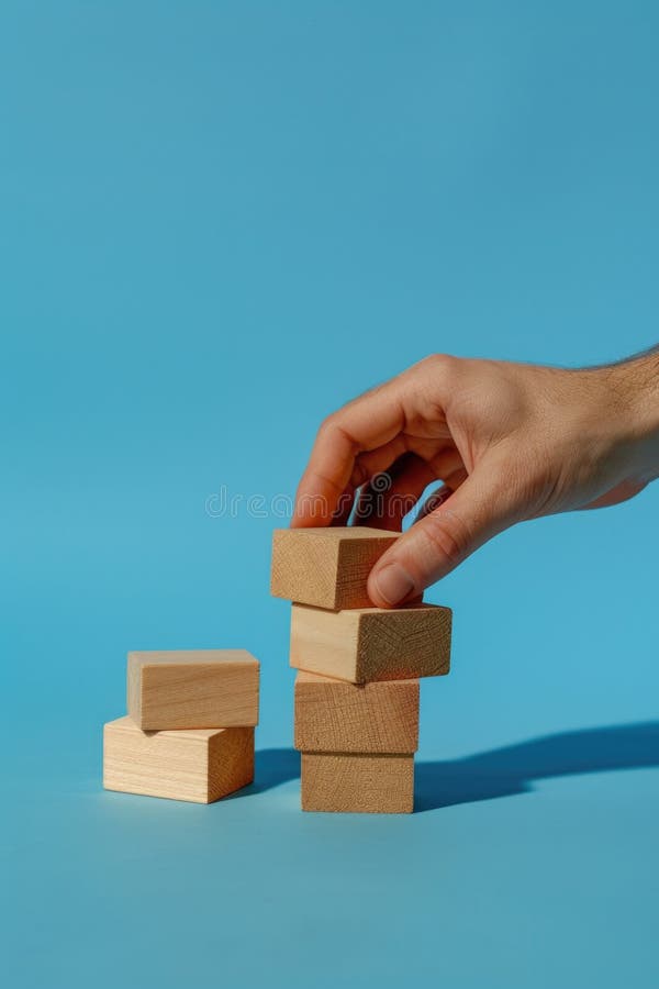 Hand Stacking Wooden Blocks Stock Photo - Image of coordination, hands ...