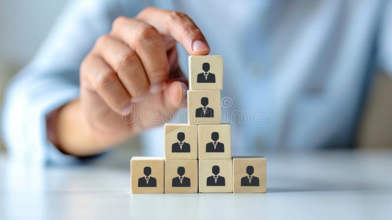 A Hand Stacking Wooden Blocks in a Pyramid Shape, Each Block Featuring ...