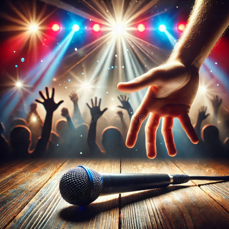 Hand on Stage Dropping Microphone Stock Illustration - Illustration of ...