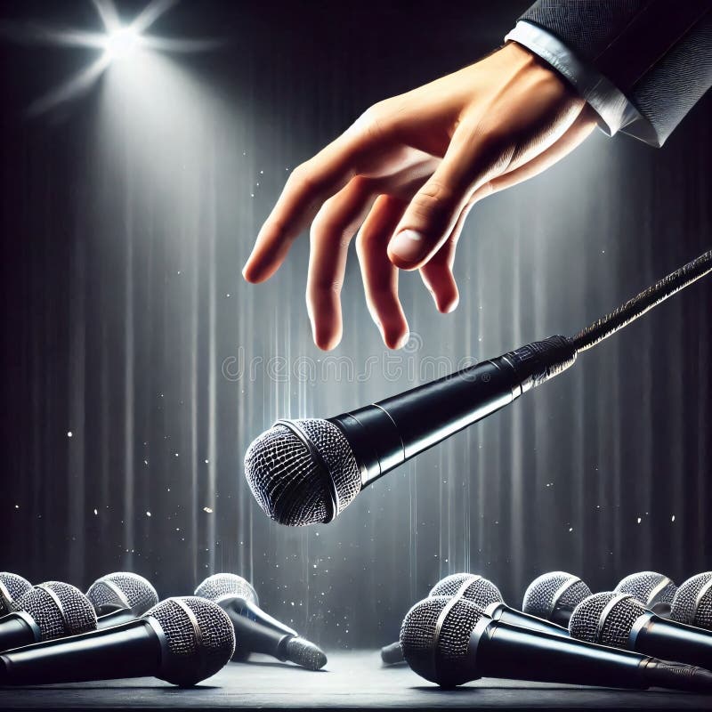 Hand on Stage Dropping Microphone Stock Illustration - Illustration of ...