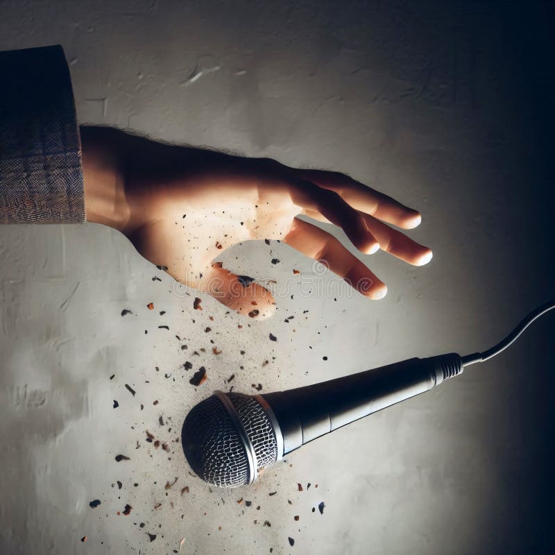 Hand on Stage Dropping Microphone Stock Illustration - Illustration of ...