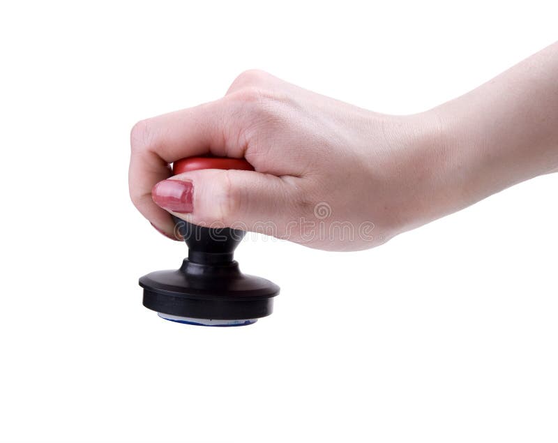 Hand with Stamp - Copy-space in Printout Stock Image - Image of hand ...