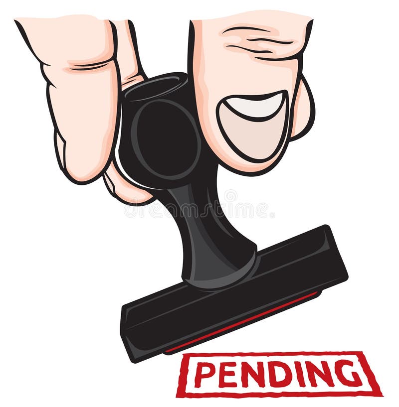 Hand and stamp Pending stock illustration. Illustration of control ...