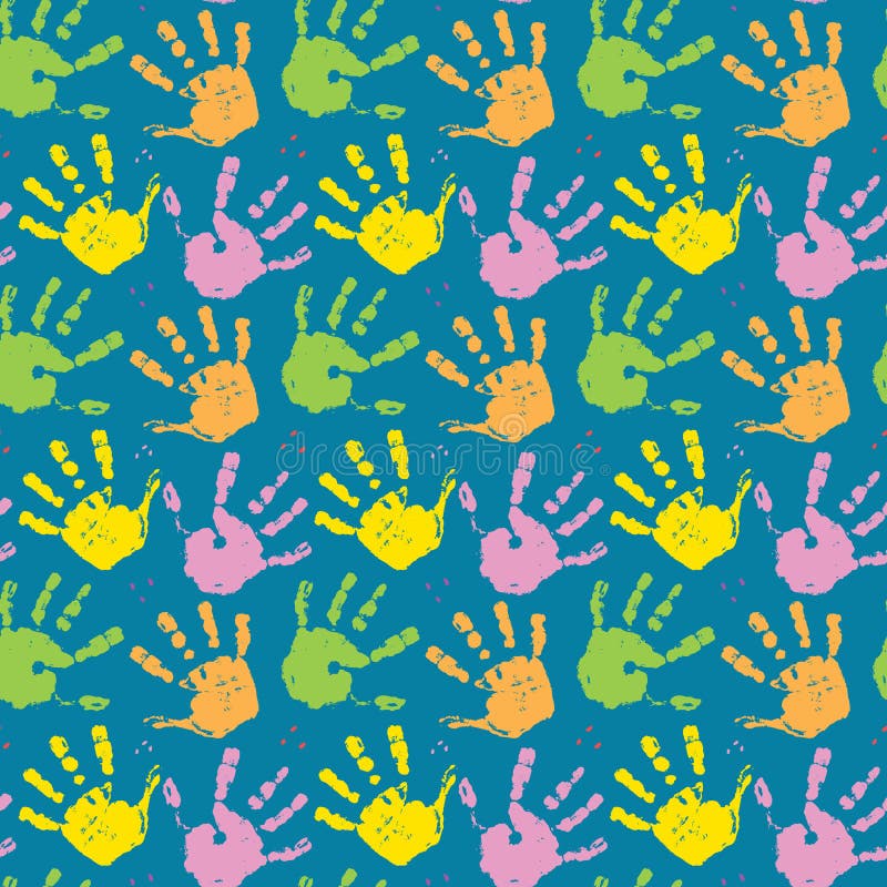 Hand Stamp Seamless Pattern, Paint Stain Background Vector Illustration ...