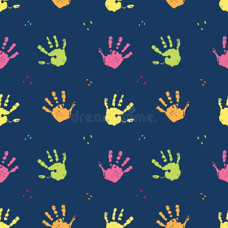 Hand Stamp Seamless Pattern, Paint Stain Background Vector Illustration ...