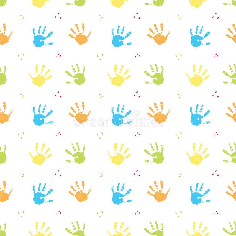 Hand Stamp Seamless Pattern, Paint Stain Background Vector Illustration ...