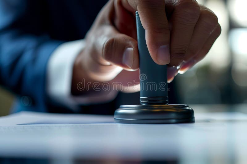 Hand Stamping on Document stock illustration. Illustration of signature ...