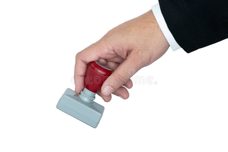 Hand Stamping a Document during Office Work for Verification Purposes ...