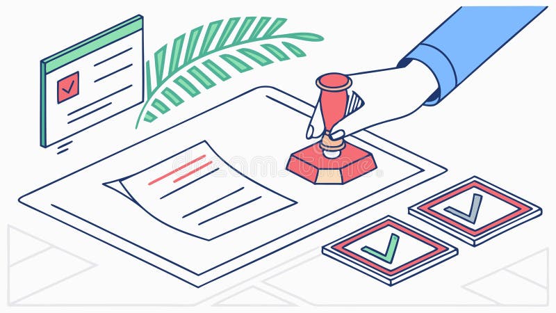 Hand Stamping Document, Official Approval and Verification Process ...