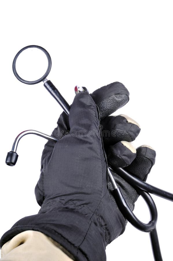 Hand with stethoscope stock image. Image of shot, white - 12590925