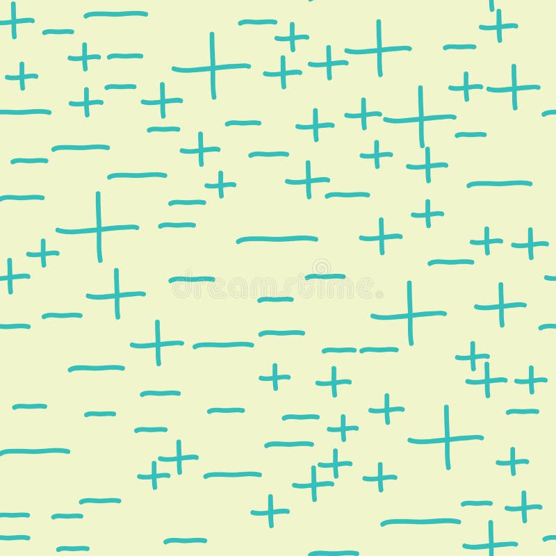 Hand Stitch Blue Marks on Yellow Background Plu and Minus Vector ...