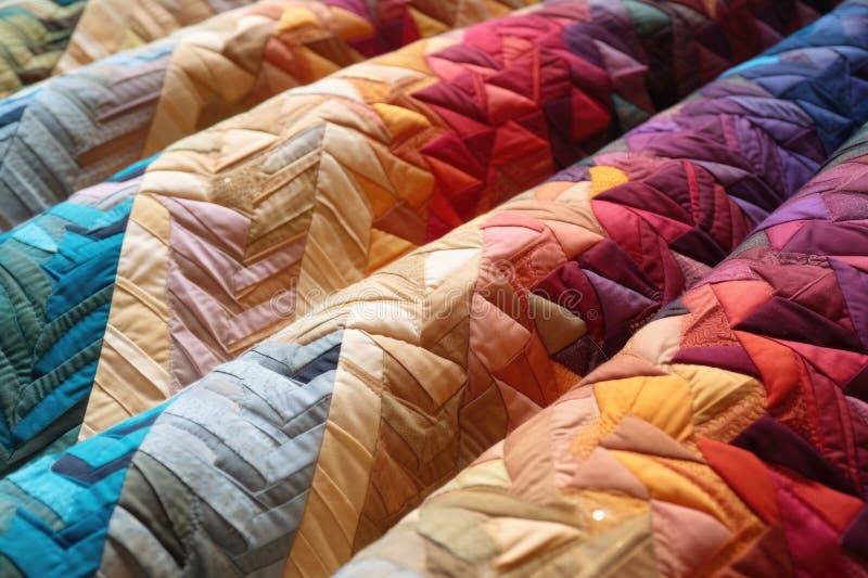 Hand-stitched Quilt Patterns Up Close in Natural Light Stock Image ...