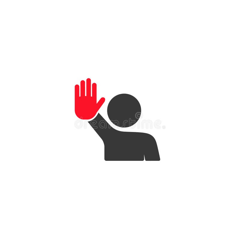 Hand Stop Icon Sign. Vector Illustration in Modern Flat Style Sign ...