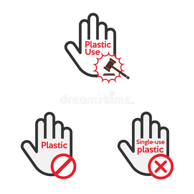 Hand Stop Plastic Pollution Set Stock Vector - Illustration of people ...