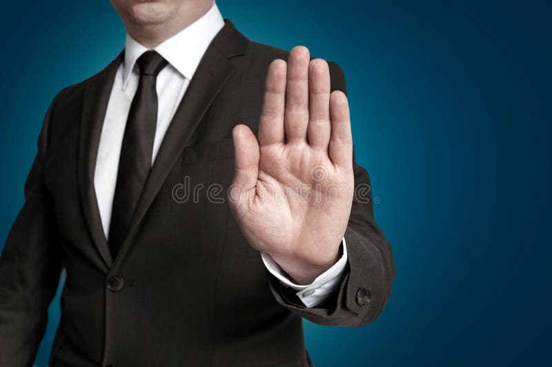 Hand Stop Shown by Businessman Stock Photo - Image of barred, lawyer ...