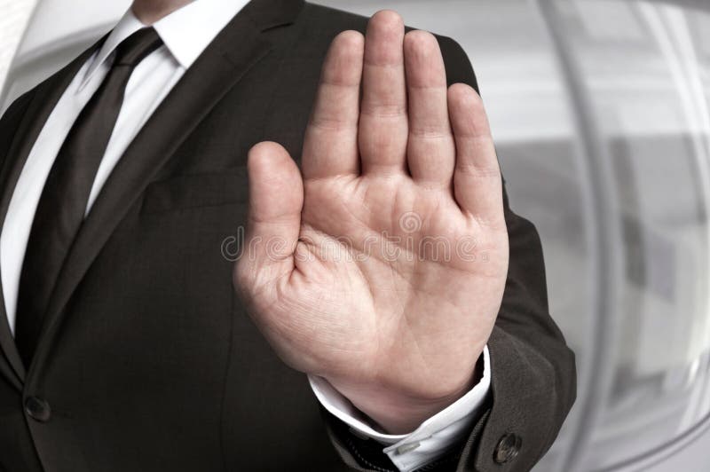 Hand Stop Shown by Businessman Stock Photo - Image of caution, peephole ...