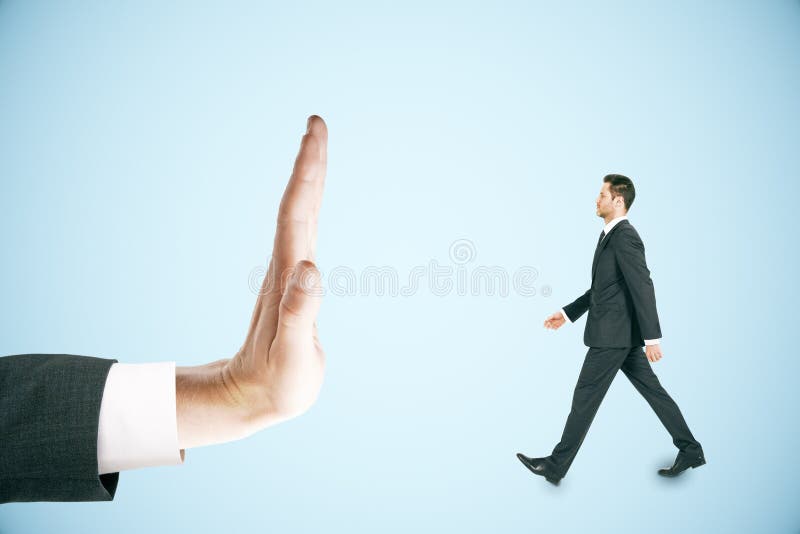 Hand stopping walking man stock photo. Image of businessman - 79759518