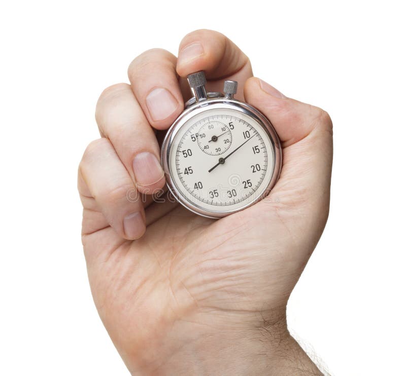 Hand with stopwatch stock photo. Image of button, accuracy - 129423196