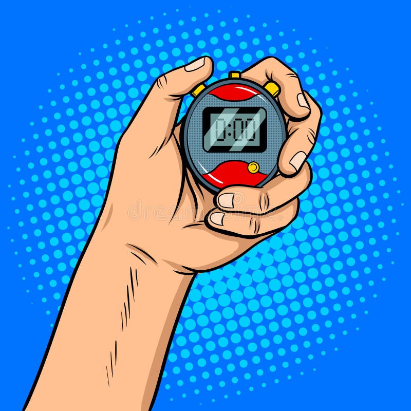 Hand with Stopwatch Pop Art Vector Illustration Stock Vector ...