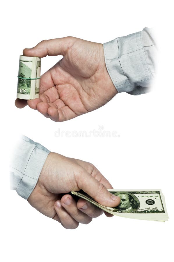 Hand Handing Over Money To Another Hand Isolated Stock Image - Image of ...