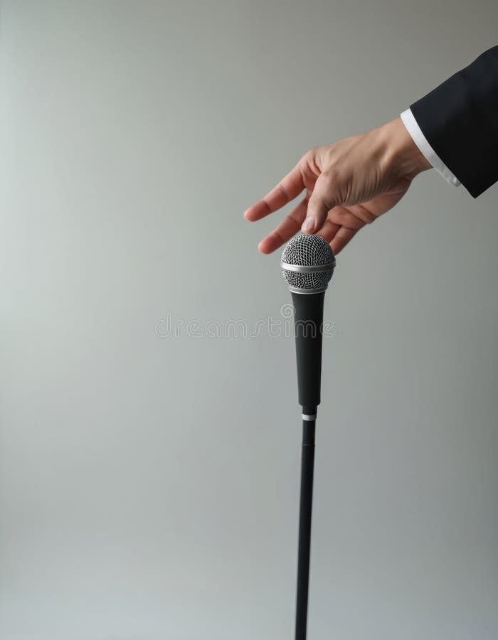 Hand in Suit Drops a Microphone. Mic Drop Concept after the Speech. the ...