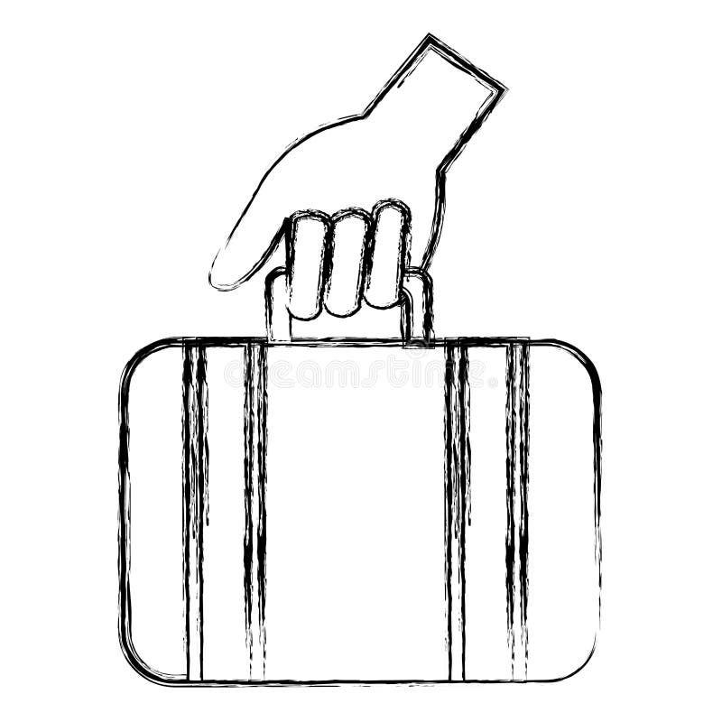 Hand with suitcase travel stock illustration. Illustration of lifting ...